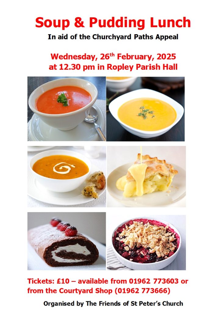 Friends of St Peter’s Soup & Pudding Lunch – Village of Ropley